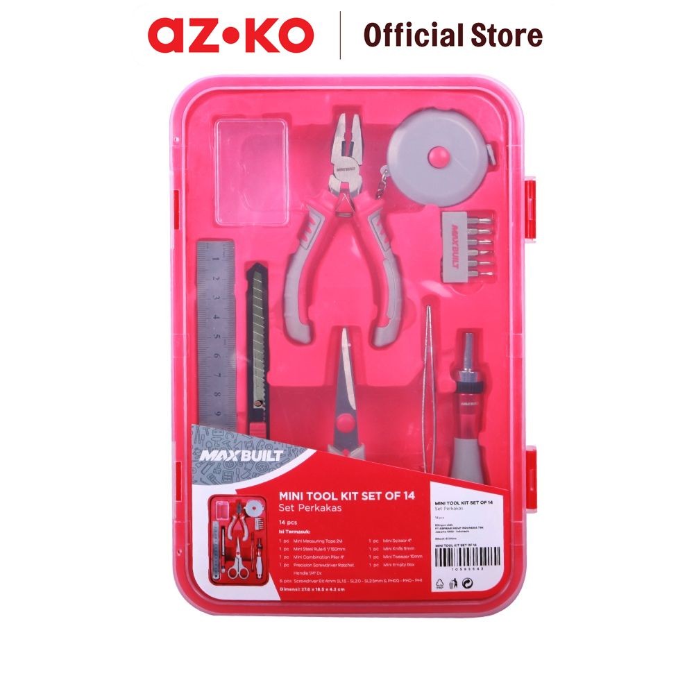 Jual AZKO Maxbuilt Set 14 Pcs Perkakas Rumah Tangga Mini - Merah Set ...