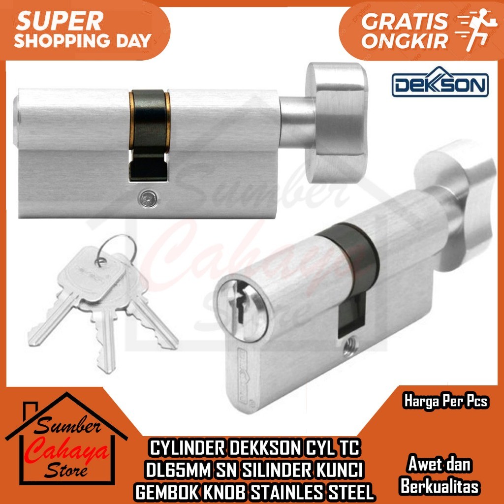Jual Dl65mm Dekson Cyl Tc Cylinder Dekkson Sn Kunci Pintu Silinder ...