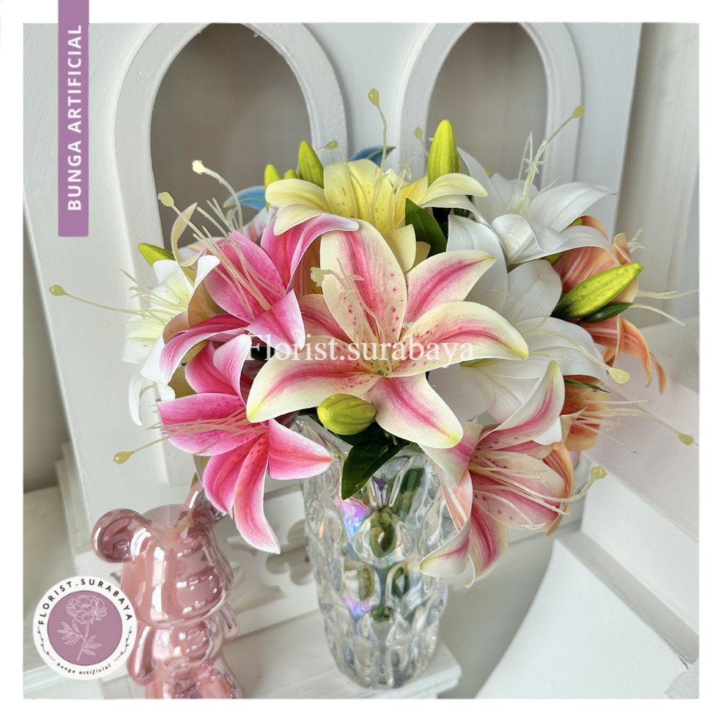 Jual Bunga Hias Lily Latex Bunga Lily Buket Cabang 2 Bunga Murah Import ...