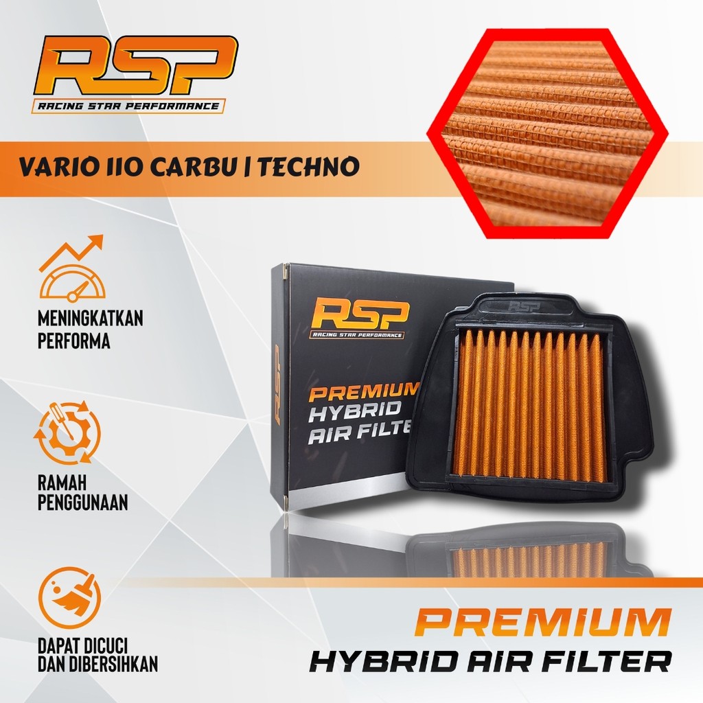 Jual RSP Premium Hybrid Air Filter Honda Vario 110 Carbu / Vario 110 ...