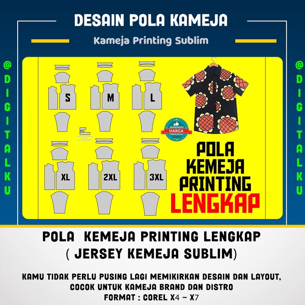 Jual POLA DESAIN KEMEJA PRINTING LENGKAP ( JERSEY KEMEJA SUBLIM ...