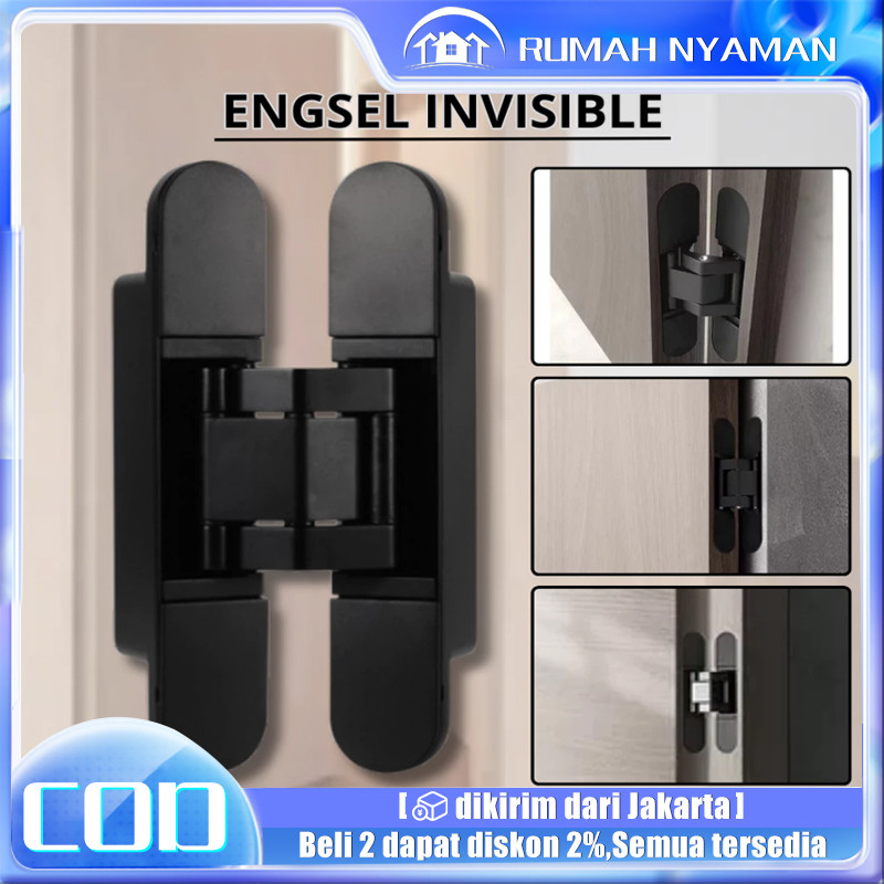 Jual Set Hidden Hinge Engsel Tanam Door Hinge Invisiblle Hitam Perak ...