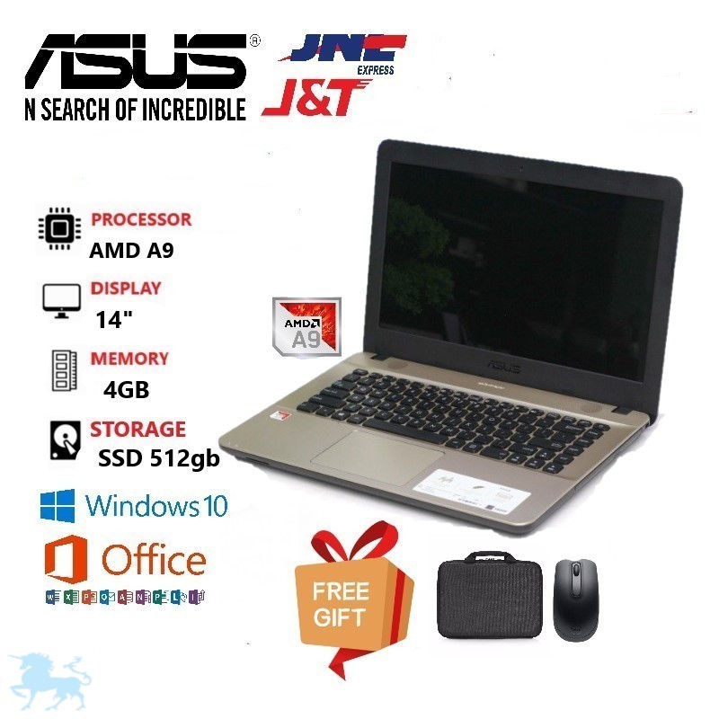 Jual Laptop Asus X441B AMD A9 Ram 4GB/SSD 512GB FREE GIFT | Shopee ...