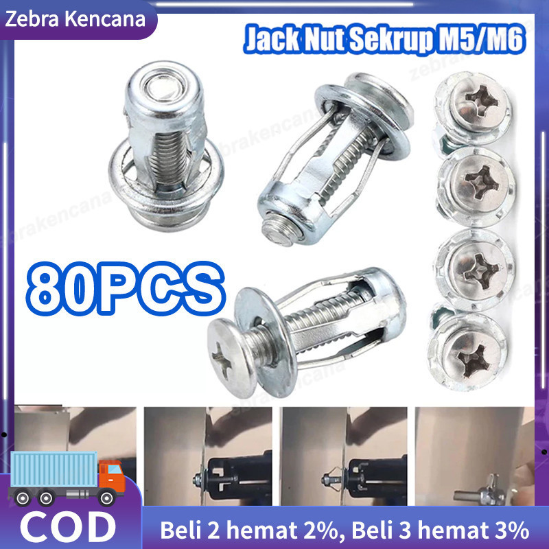 Jual 80PCS Jack Nut - Rivet Plat Metal Mur Baut Drat Sekrup Fisher M4 ...