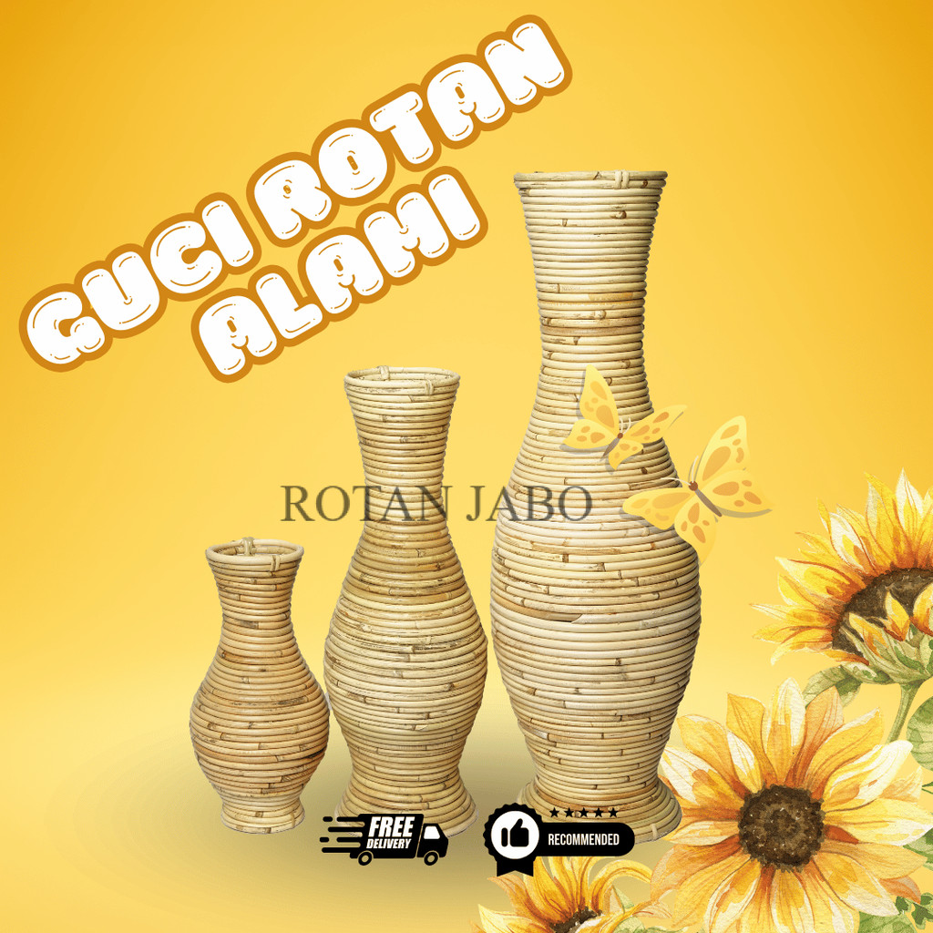 Jual Guci Rotan Alami / Vas Bunga Rotan Alami Sudah Vernis Minimalis ...