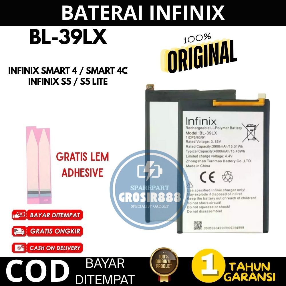 Jual BATERAI INFINIX S5 / S5 LITE / SMART 4 / SMART 4C BL-39LX ORIGINAL ...