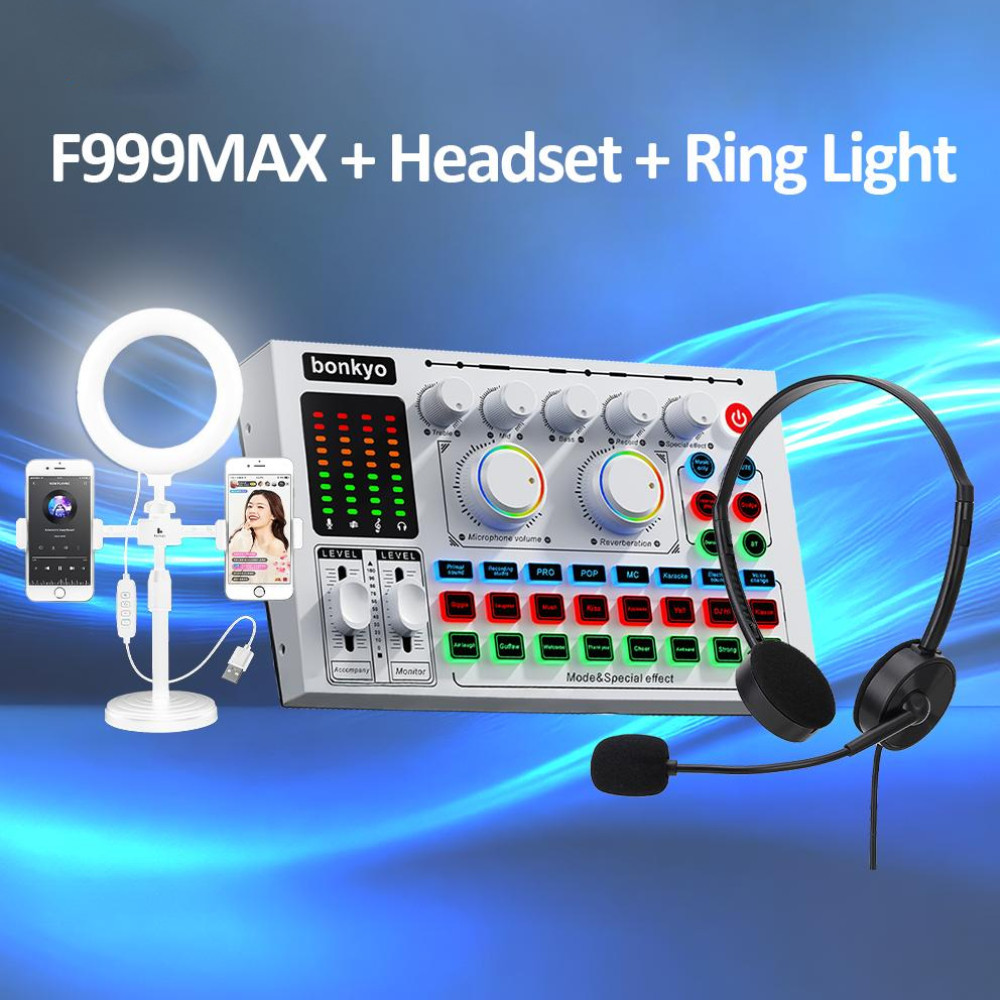 Jual Bonkyo Set Streaming Lengkap sound card F999MAX + Headset Lipat ...