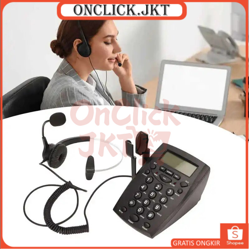 Jual Telepon Meja Call Center Headphone Mic Noise Cancelling Display ID ...