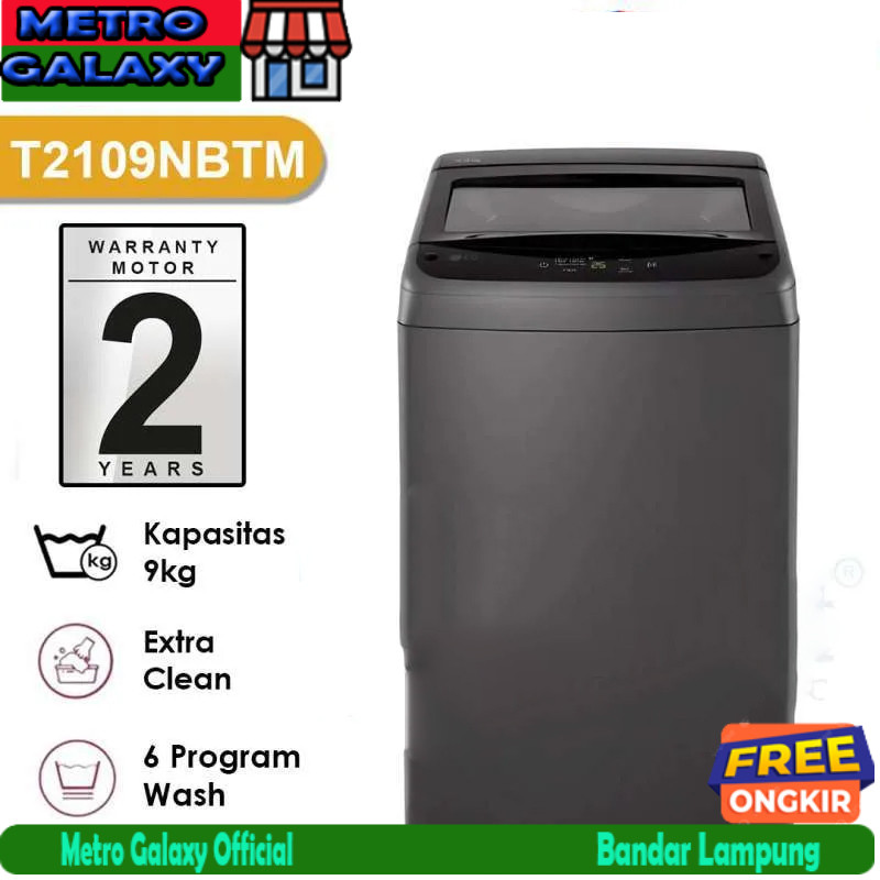 Jual MESIN CUCI LG MESIN CUCI 1 Tabung TOP LOADING T2109NBTM 9 KG GARANSI RESMI LG | Shopee ...