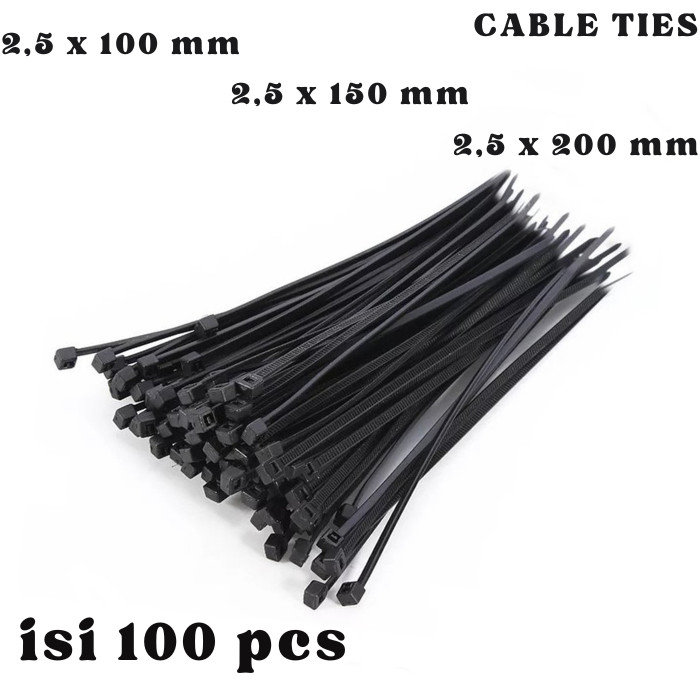 Jual Kabel Ties Lebar 2.5 MM Putih / Hitam Panjang 100 / 150 / 200 MM - Cable Ties (K) | Shopee ...