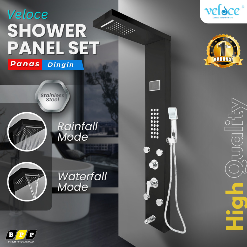 Jual VELOCE Shower Mandi Panel Set Dinding Panas Dingin LED Indikator ...