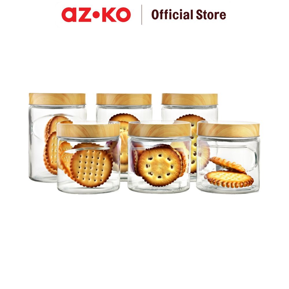 Jual AZKO Kris Set 6 Pcs Stoples Kaca - Cokelat Muda Jar Tempat Simpan ...