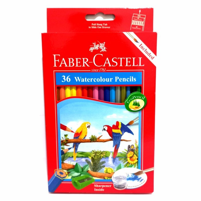 Jual Faber Castell Pensil Gambar Cat Air Parrot 36 Warna Panjang ...