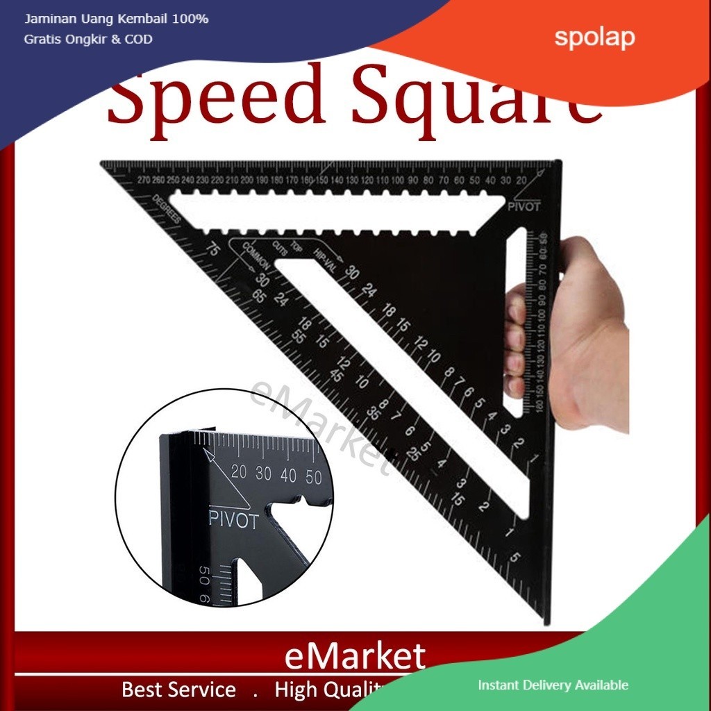 Jual Speed Square Aluminium / Penggaris Siku Sudut Segitiga / Right ...