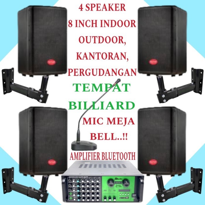 Jual Paket Sound Baretone 8 Inch 4 Speaker Gantung, Tempat Billiard ...