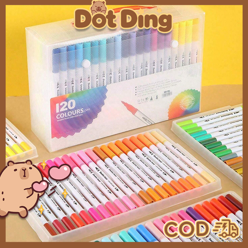 Jual [DOTDING] 12-120 Warna Spidol Cat Air Double Head Untuk Anak ...