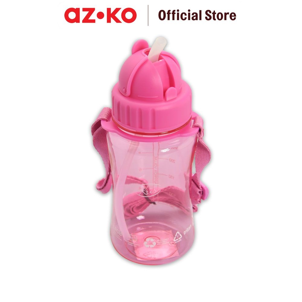 Jual AZKO Kris 350 ml Botol Minum Anak Flipstraw Dengan Tali - Pink Water Drinking Bottle Botol ...