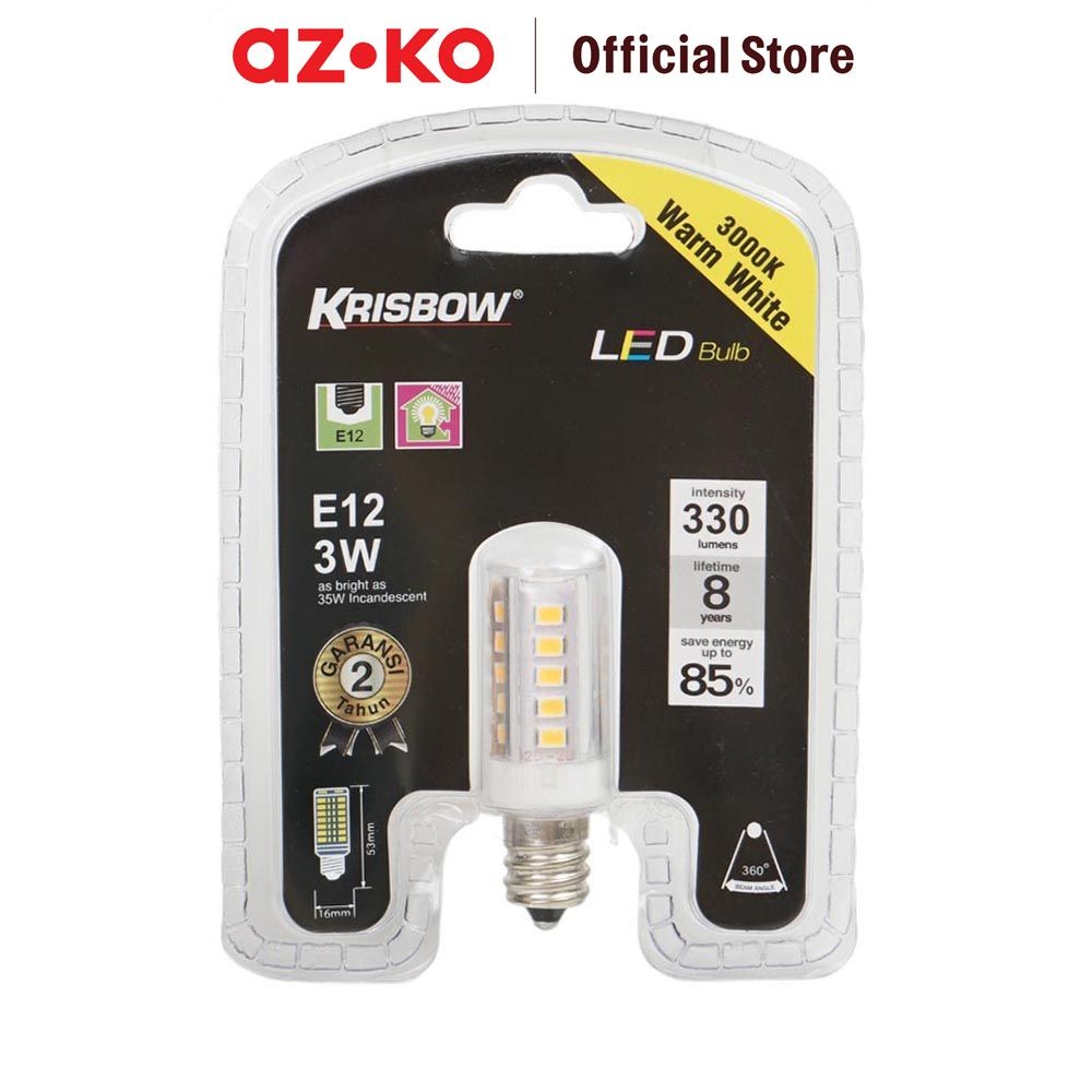 Jual AZKO Krisbow Corn Bohlam Led 3 watt Warm White E12 - Kuning Bulb ...