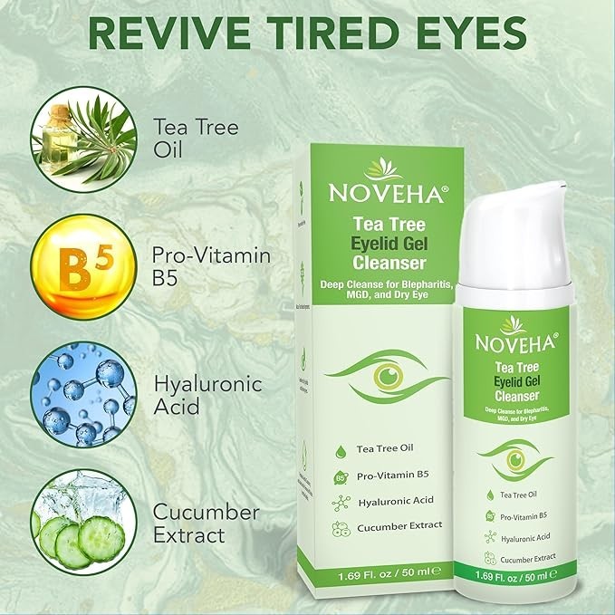 Jual NOVEHA Tea Tree Eyelid Gel Cleanser - for Blepharitis, MGD, and ...