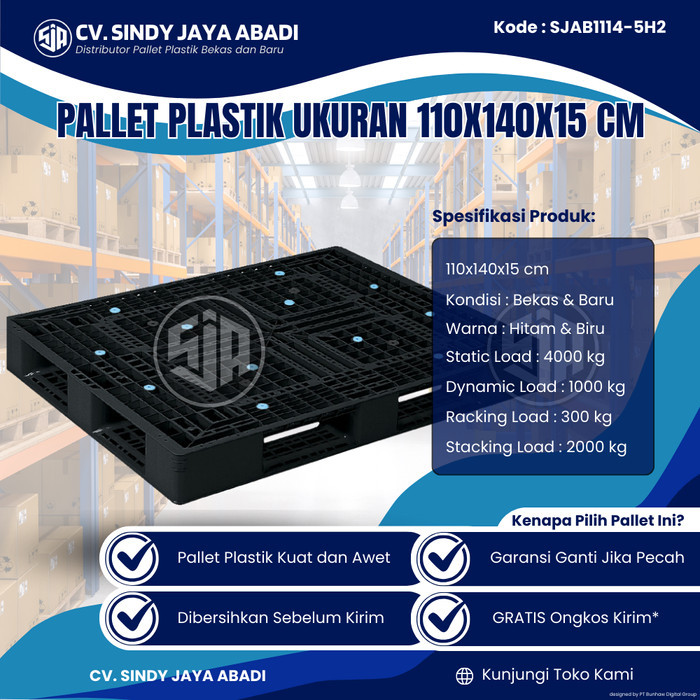 Jual Pallet Plastik Bekas Ukuran 110x140x15 cm - SJAB1114-5H2 / Pallet ...
