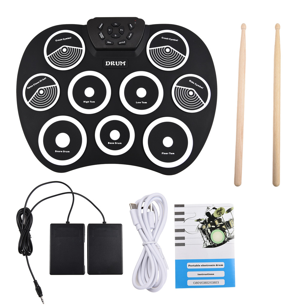 Jual Electronic Drum Set Hand-rolled Drum 9 Pad MIDI Interface Supports ...