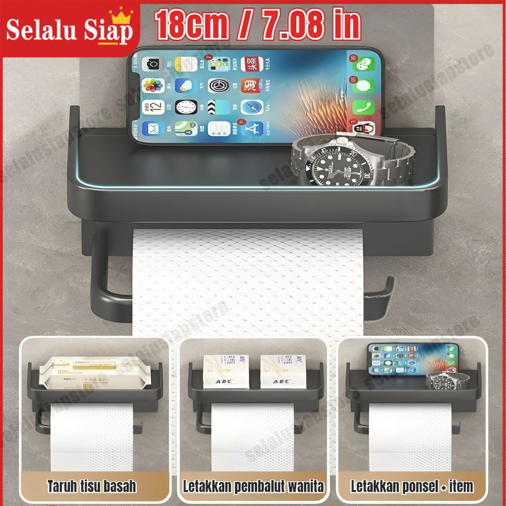 Jual Tempat Kertas Toilet Dengan Rak, Aluminium Tissue Roll Holder ...