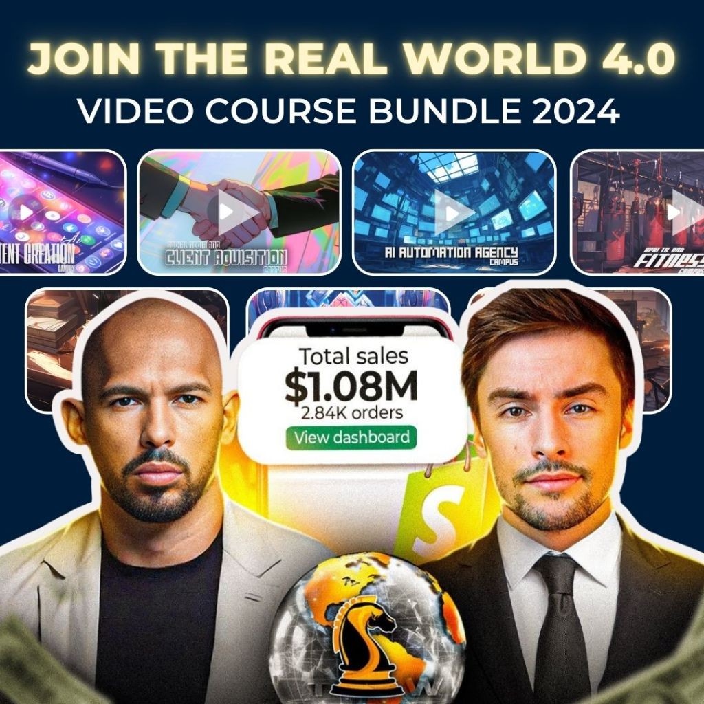 Jual Andrew Tate - The Real World 4.0 Video Course Bundle 2024 Lengkap ...