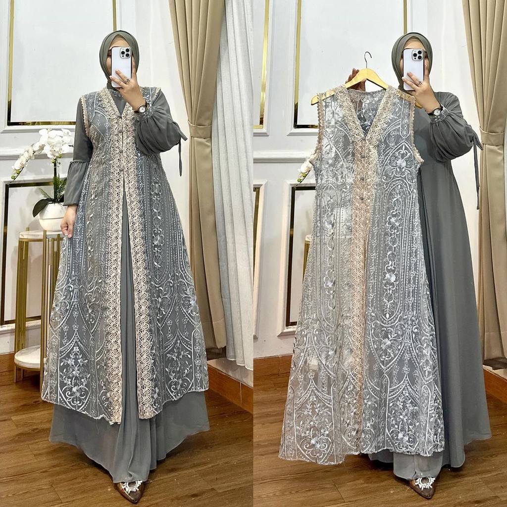 Jual Vallina Outfit - Naura Maxy Gamis Muslim Wanita Matt Ceruty ...