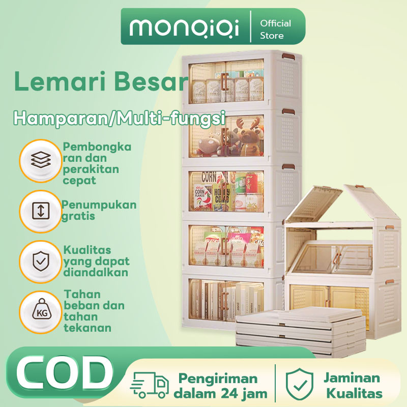 Jual MONQIQI 6L Lemari plastik susun storage box lemari pakaian plastik ...
