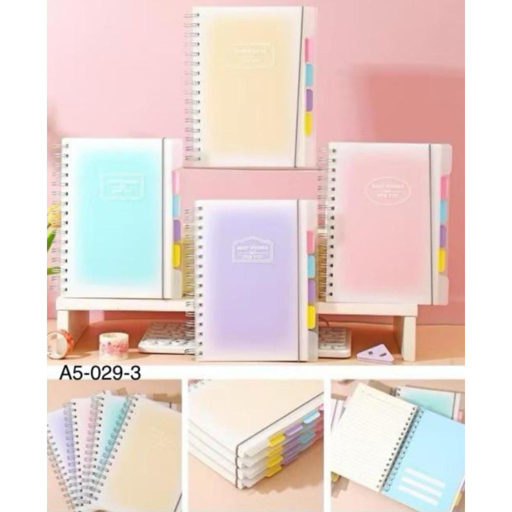 Jual *AMJ* BUKU SPIRAL PEMBATAS + TALI A5 / NOTEBOOK SAMPUL PVC / DIARY ...
