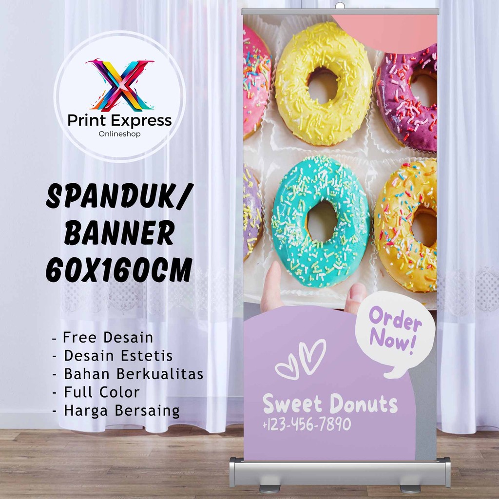 Jual Cetak Spanduk Sweet Donut Unggu 60x160 Cm Bisa Rekues Free ...