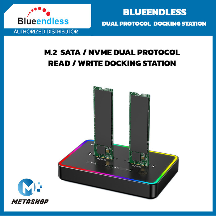 Jual BLUEENDLESS Docking Station 2 Bay Dual Protocol NVME / M.2 SATA Cloning Enclosure Type C ...