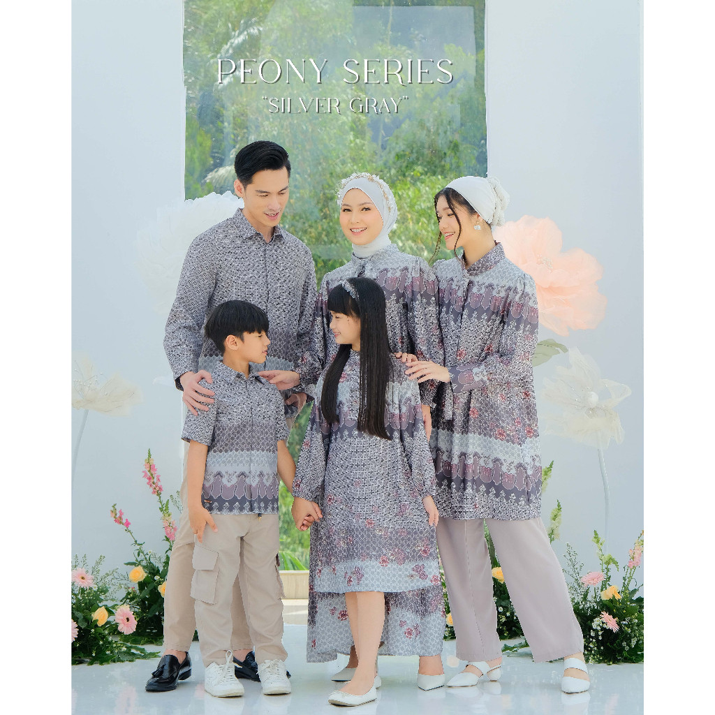 Jual Mayoutfit Peony Set Series Silver Gray | Sarimbit Lebaran Baju ...