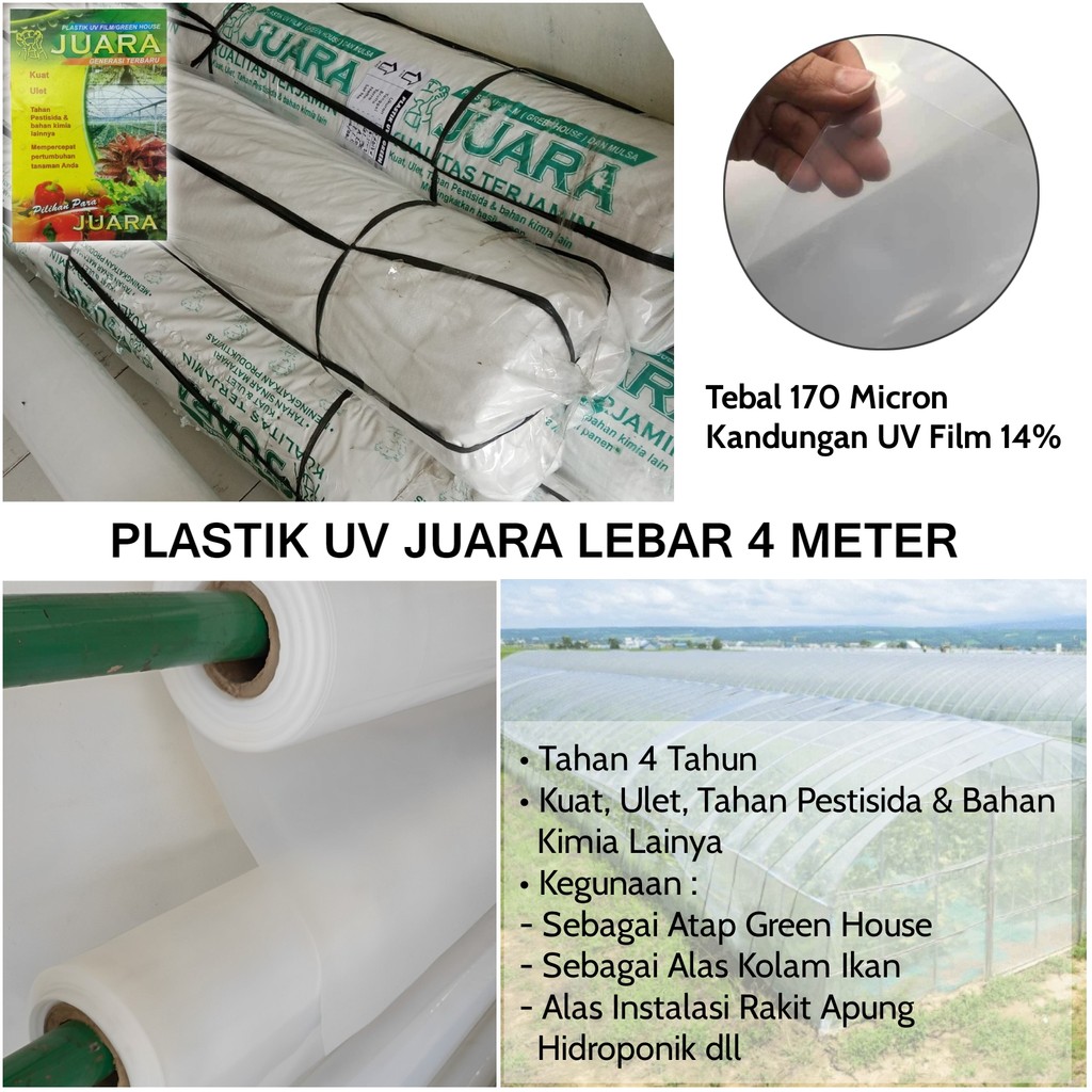 Jual Plastik UV Lebar 4 meter Merek JUARA Atap Green House UV14 ...