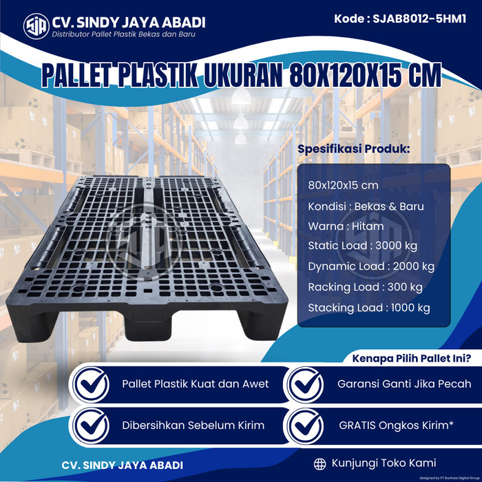 Jual Pallet Plastik Bekas Ukuran 80x120x15 cm - SJAB8012-5HM1 / Pallet ...