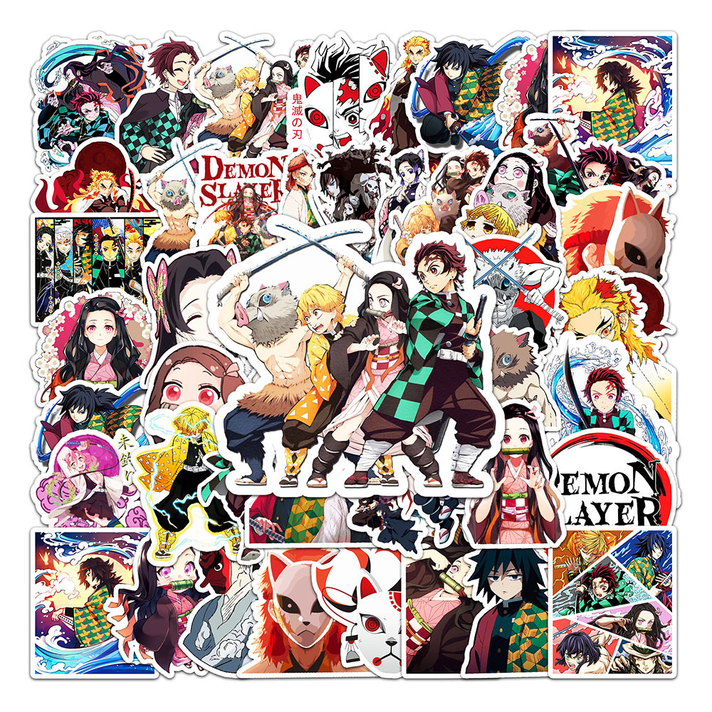 Jual 10/30/50PCS Cool Demon Slayer Anime Stickers Waterproof PVC Decal ...