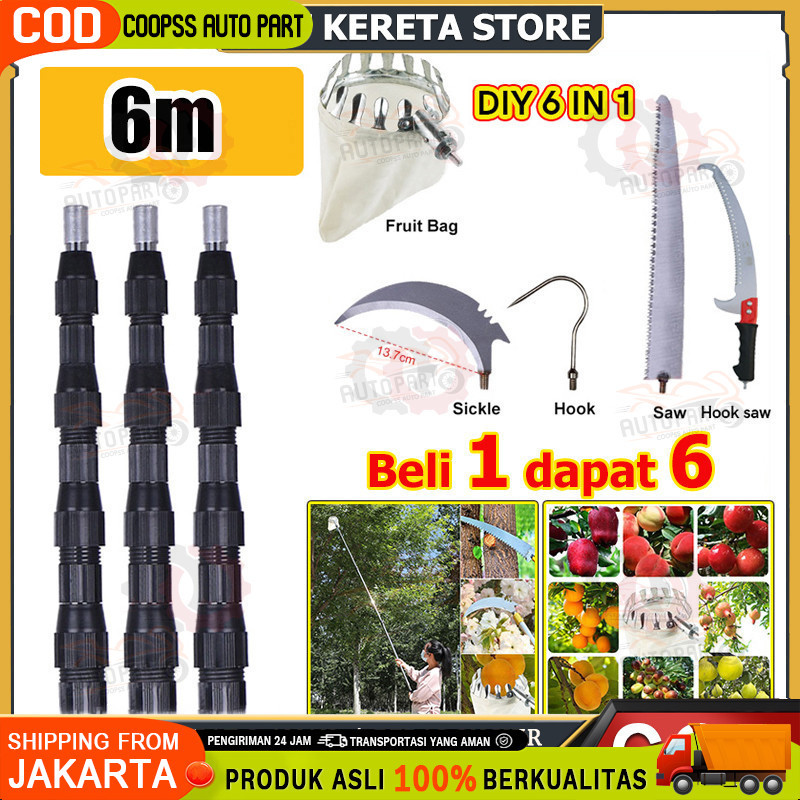 Jual 6M 5in1 Alat Tongkat Pemetik Buah Panjang Telescopik Pemangkasan Ranting Pohon Gergaji Tree ...
