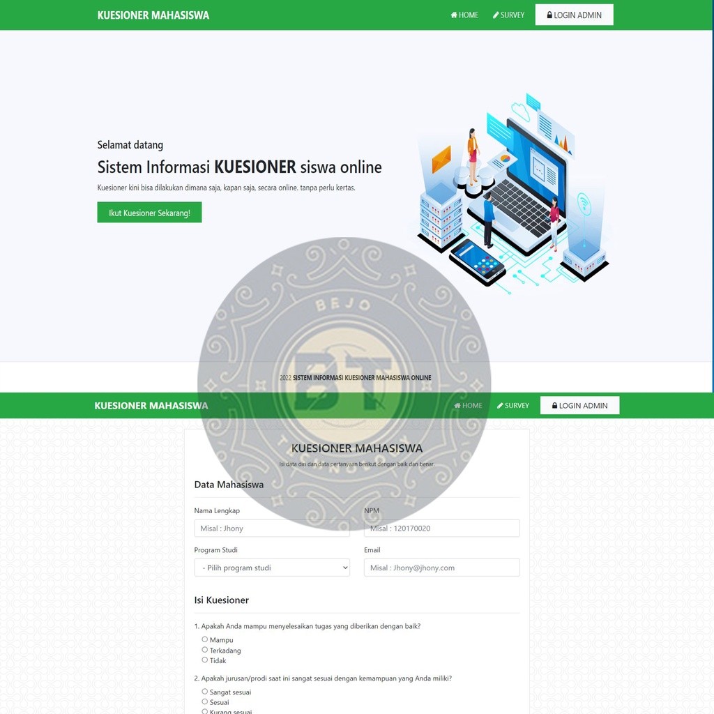 Jual APLIKASI WEB SOURCE CODE SISTEM KUESIONER PHP 7 MYSQLI LENGKAP ...