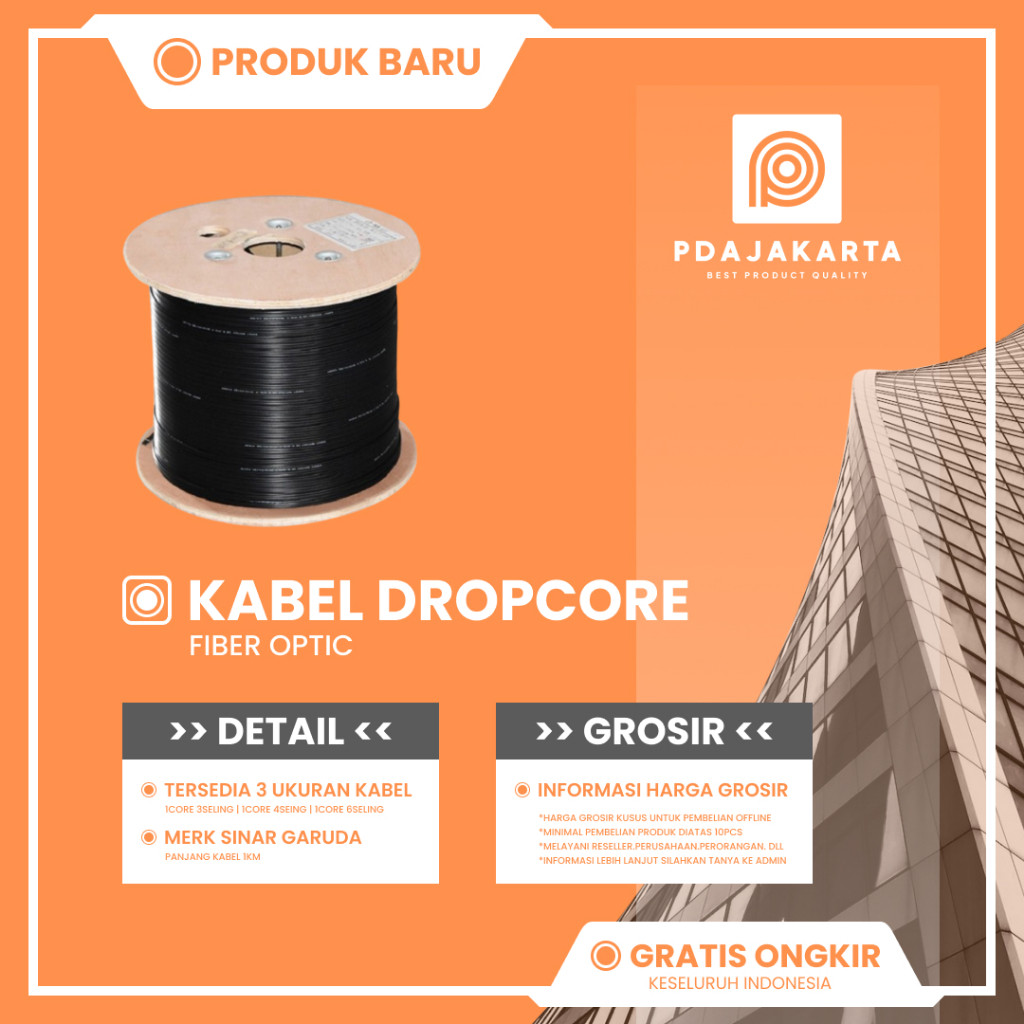 Jual Kabel Dropcore Fiber Optic 4 Core 3 seling 1000 Meter Best Quality ...
