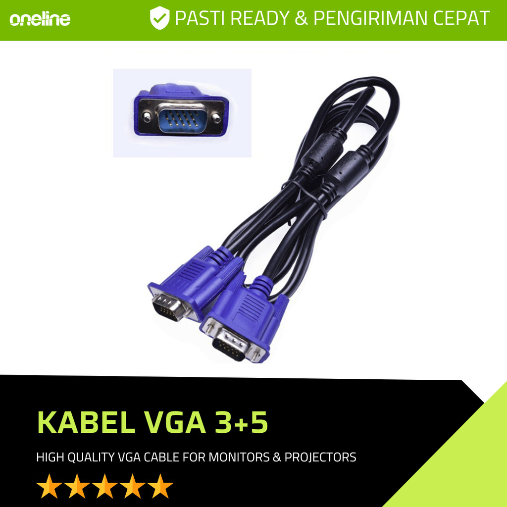 Jual Kabel VGA 3+5 High Quality - Panjang 1.5 Meter / 5 Meter | Shopee Indonesia