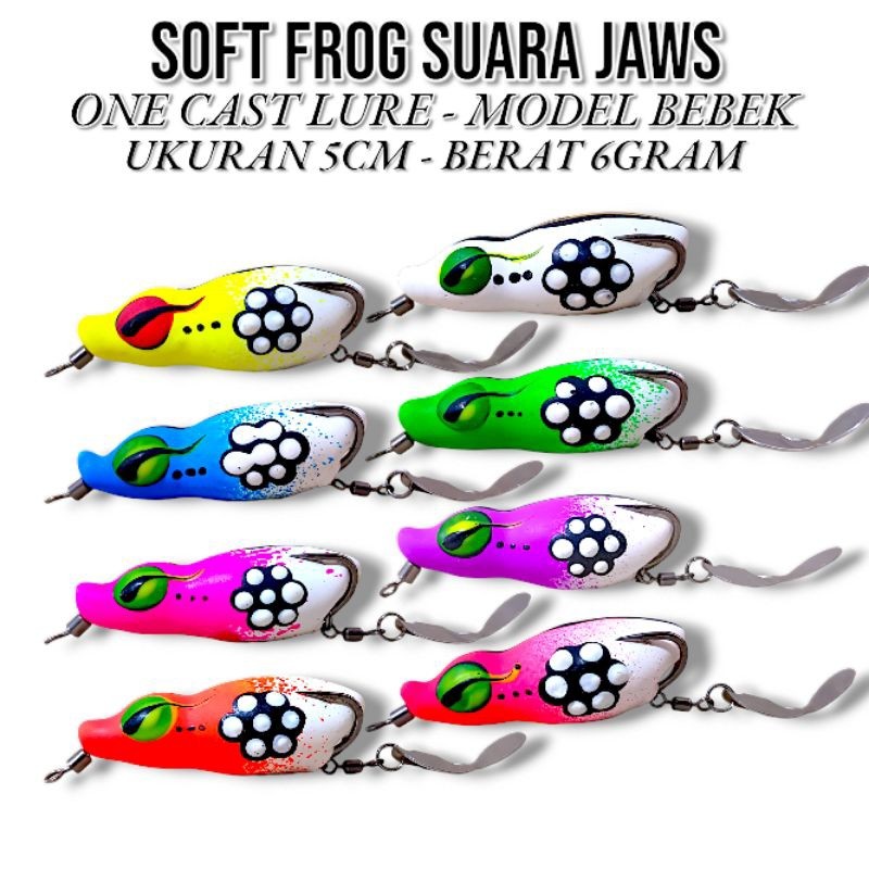 Jual SOFT FROG SUARA JAWS. SOFT FROG RASA JAWS. SOFT FROG JAWS ONE CAST LURE. UKURAN 5CM. BERAT ...