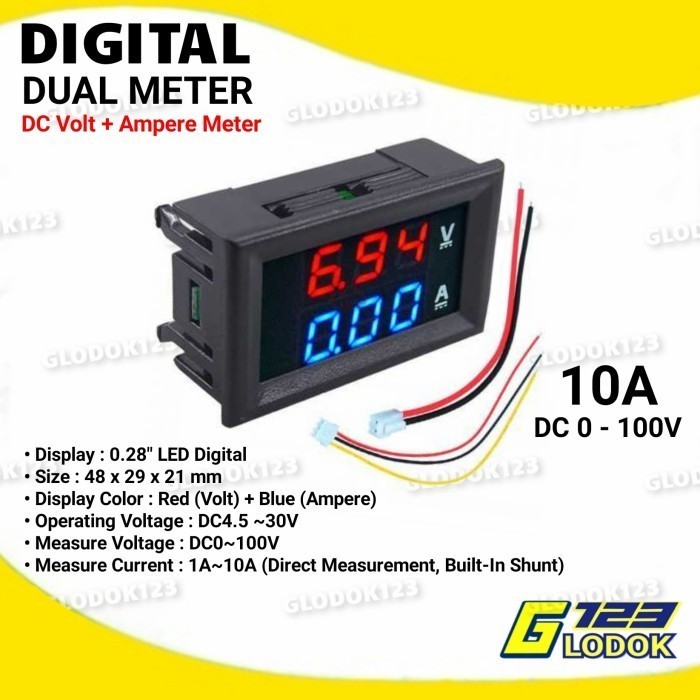Jual Dual Volt Amp Meter Digital Ampere Meter Voltmeter 10A 0-100V Ammeter | Shopee Indonesia