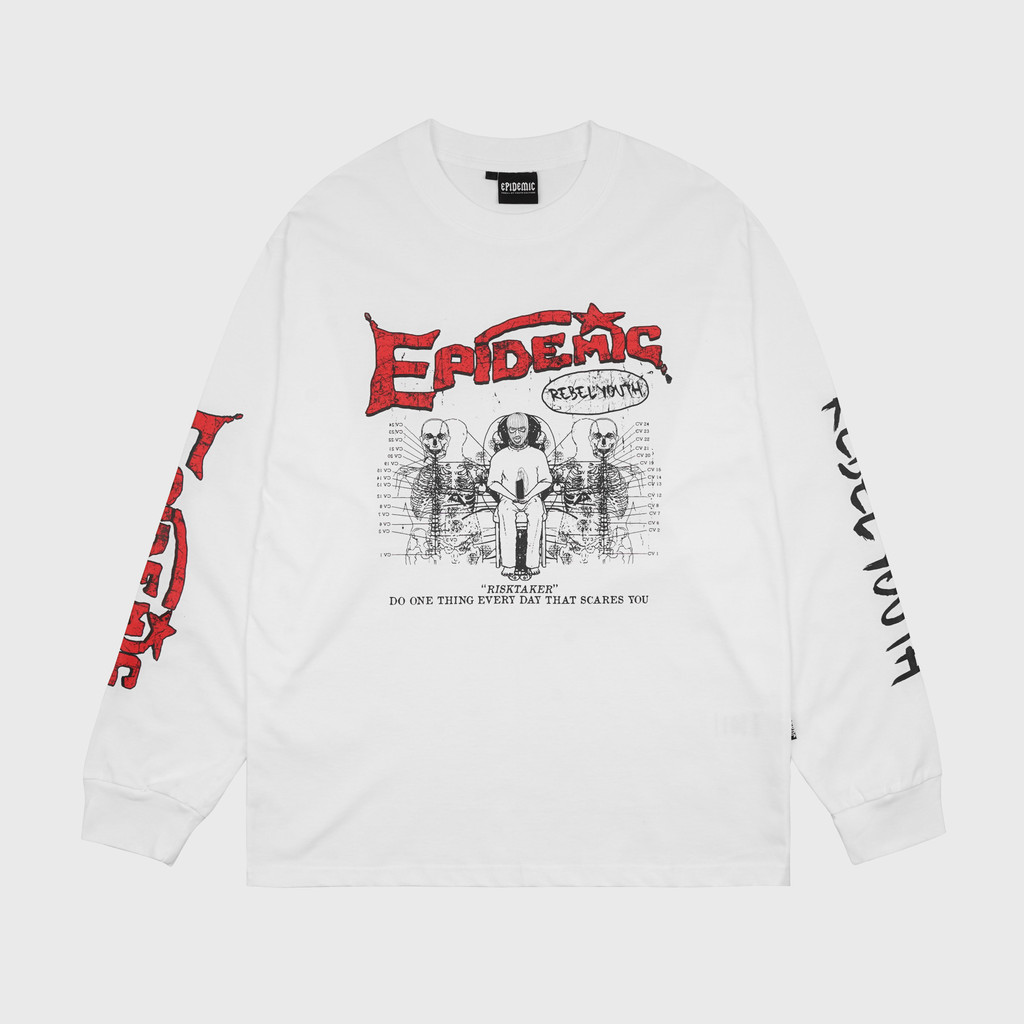 Jual Epidemic Longsleeve American Cotton 20s Risktaker White | Shopee ...