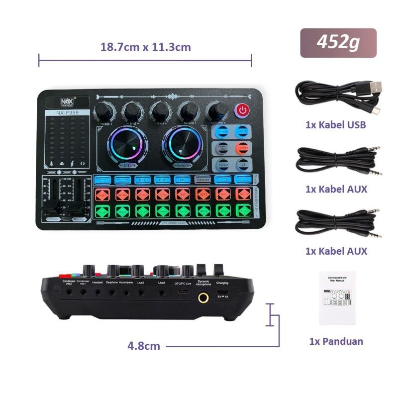 Jual SoundCard F999 ,F998, V8 New Bluetooth Audio Mixer untuk Live ...