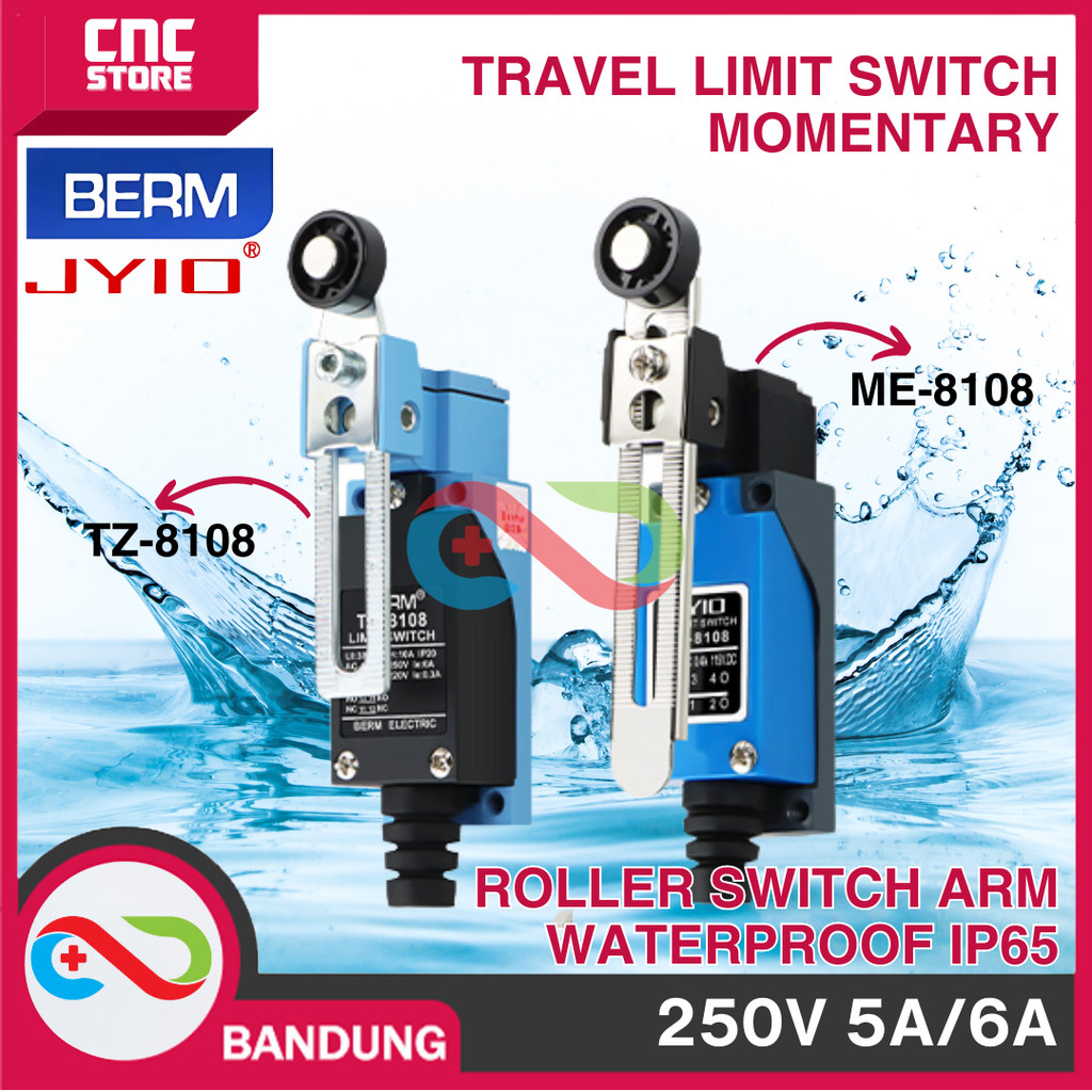 Jual TRAVEL Limit Switch Momentary Roller Switch Arm Waterproof IP65 5A 250V 1NO 1NC NO NC ...