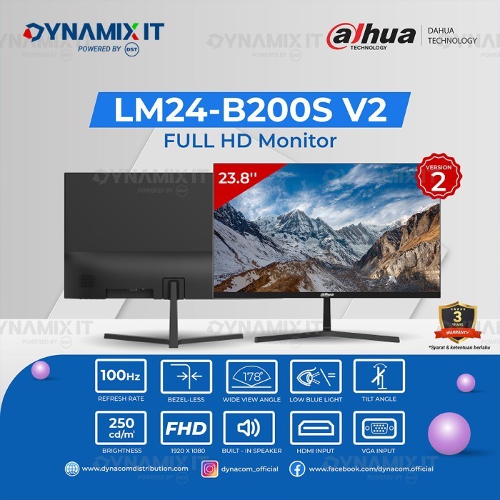 Jual [+Palet Kayu] Dahua Monitor DHI-LM24-B200S V2 24" 100Hz HDMI VGA Spk | Shopee Indonesia