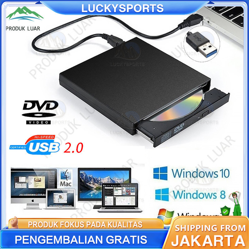 Jual External DVD Drive Slim Portable Optical Drive Writer DVD/CD/VCD ...