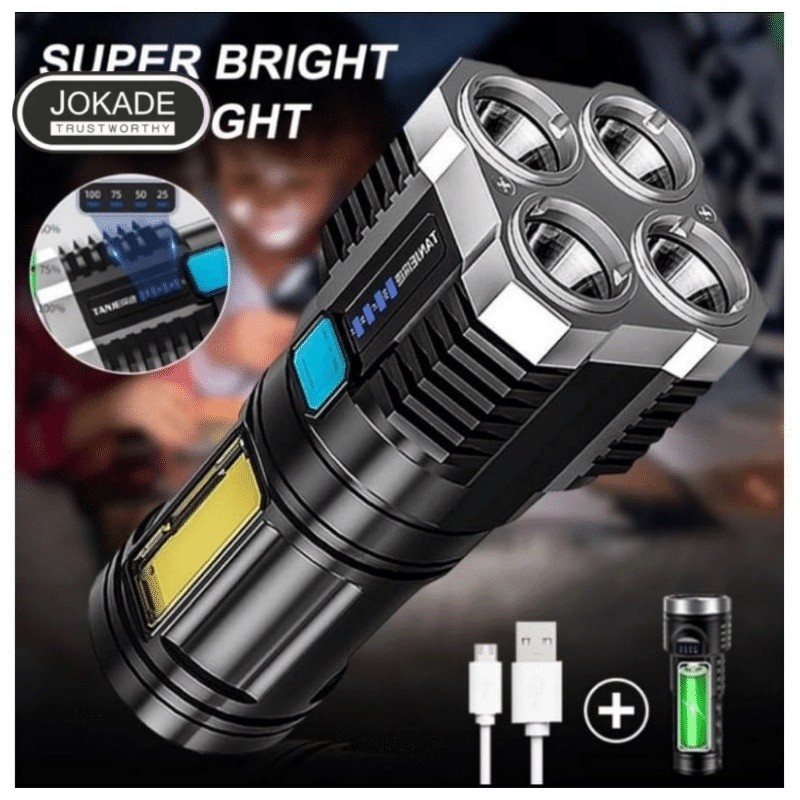 Jual Senter L19 senter cas super terang senter 4 LED COB light senter ...