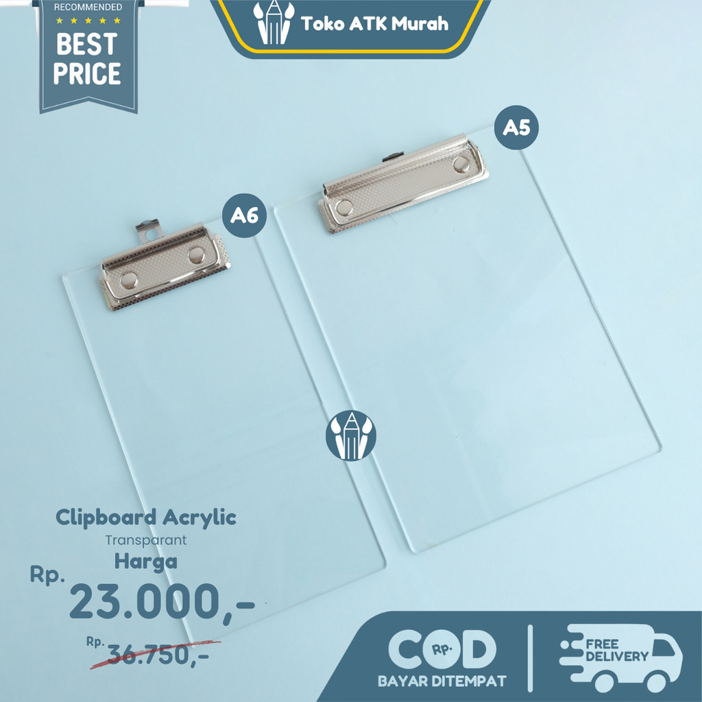 Jual Clipboard Papan Dada Acrylic Transparan A5 / A6 – Tatakan Kertas ...