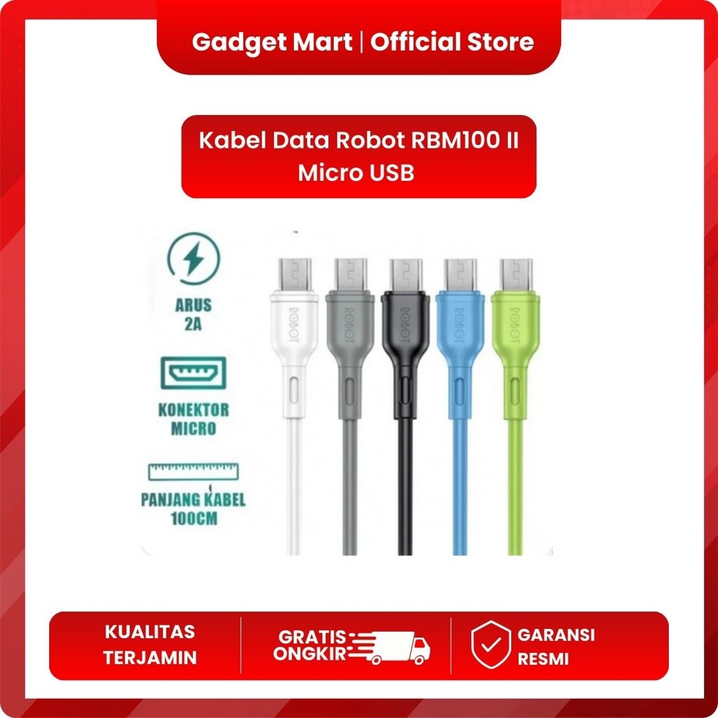 Jual Kabel Data Robot RBM100 II Warna Micro USB | Shopee Indonesia